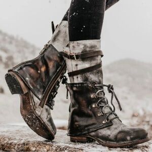 Freebird by Steven | Shoes | Freebird By Steven Ravi Strappy Leather Boots In Ice Size 9 | Poshmark